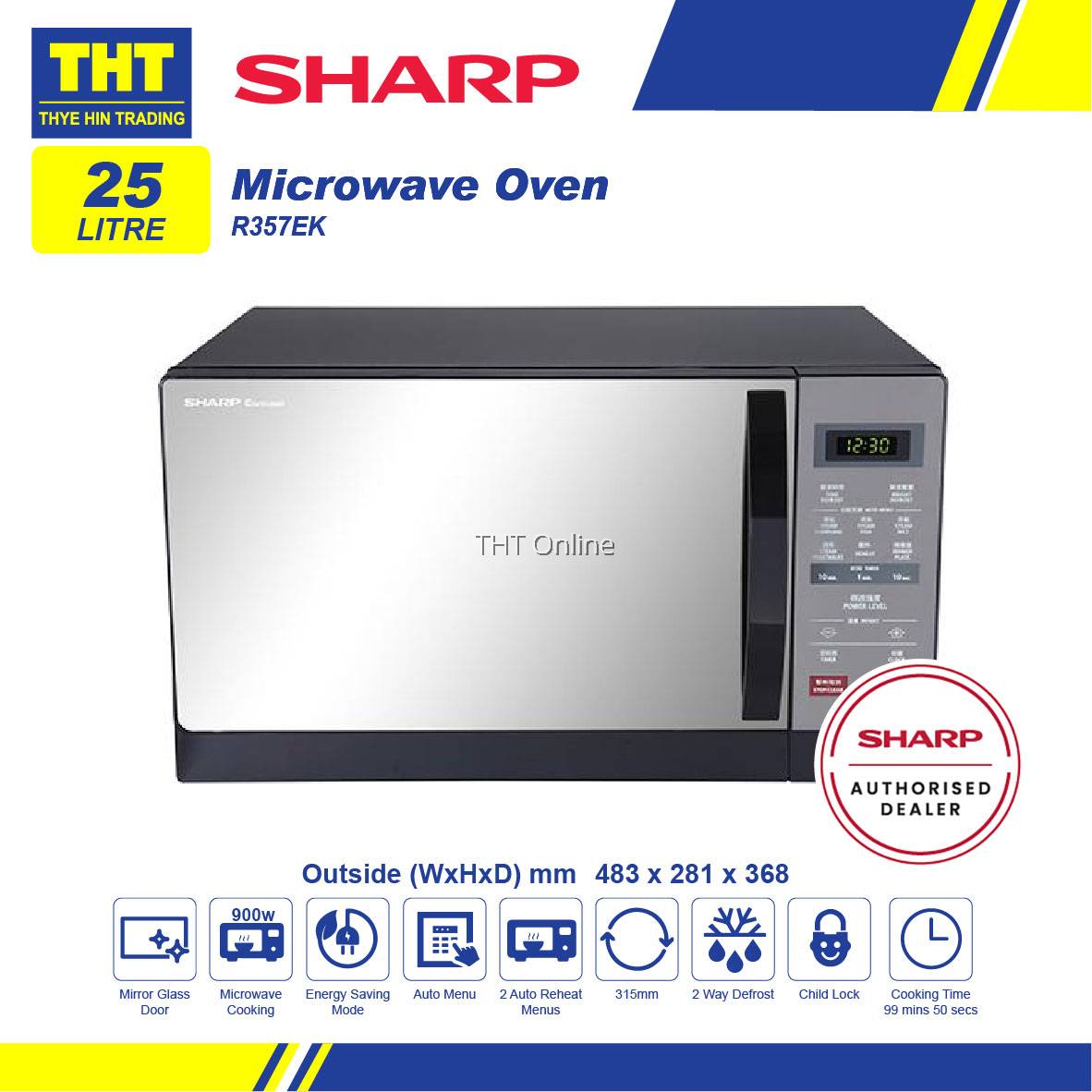 [25L] Sharp Microwave Oven Touch Control Black Colour Grey Cavity Steam ...